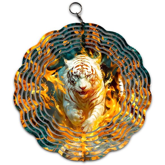 Design | Fierce White Tiger Flame Design Wind Spinner | Poshmark